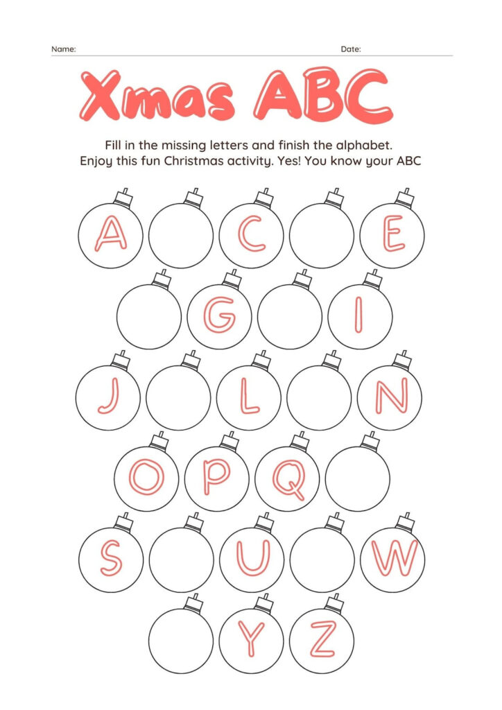 Christmas Alphabetical Order Worksheets | ABC Tracing Worksheets